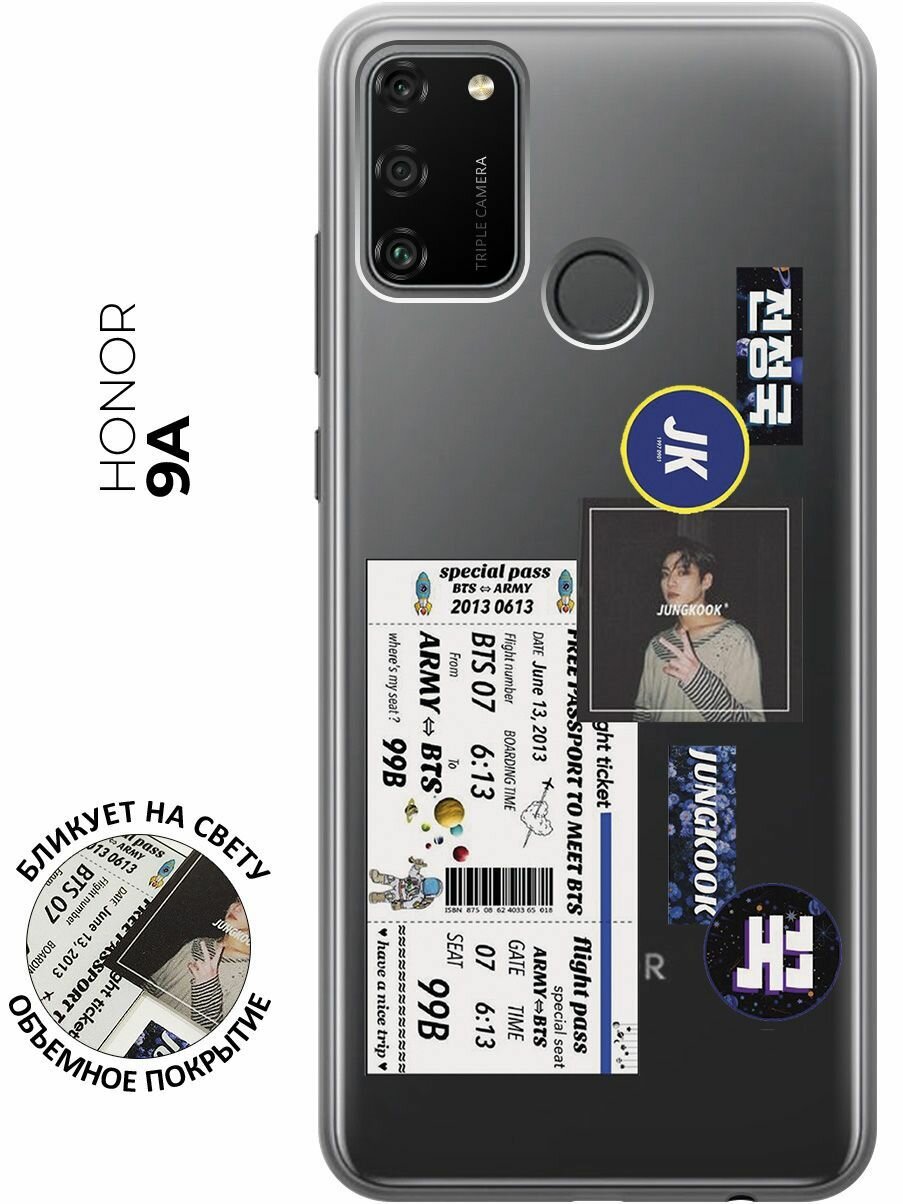 Силиконовый чехол с принтом BTS Stickers для Honor 9A / Хонор 9А