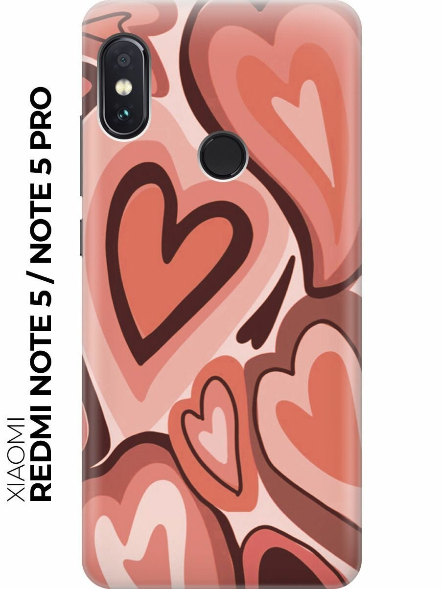 Силиконовый чехол Нарисованные сердечки на Xiaomi Redmi Note 5 / Note 5 Pro / Сяоми Редми Ноут 5 / Ноут 5 Про