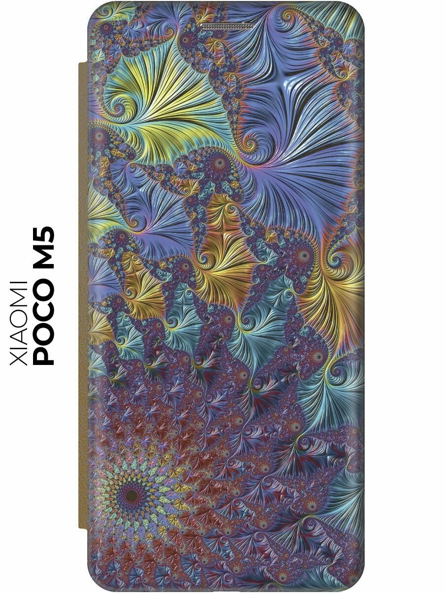 Чехол-книжка Цветной калейдоскоп на Xiaomi Poco M5 / Сяоми Поко М5 золотой