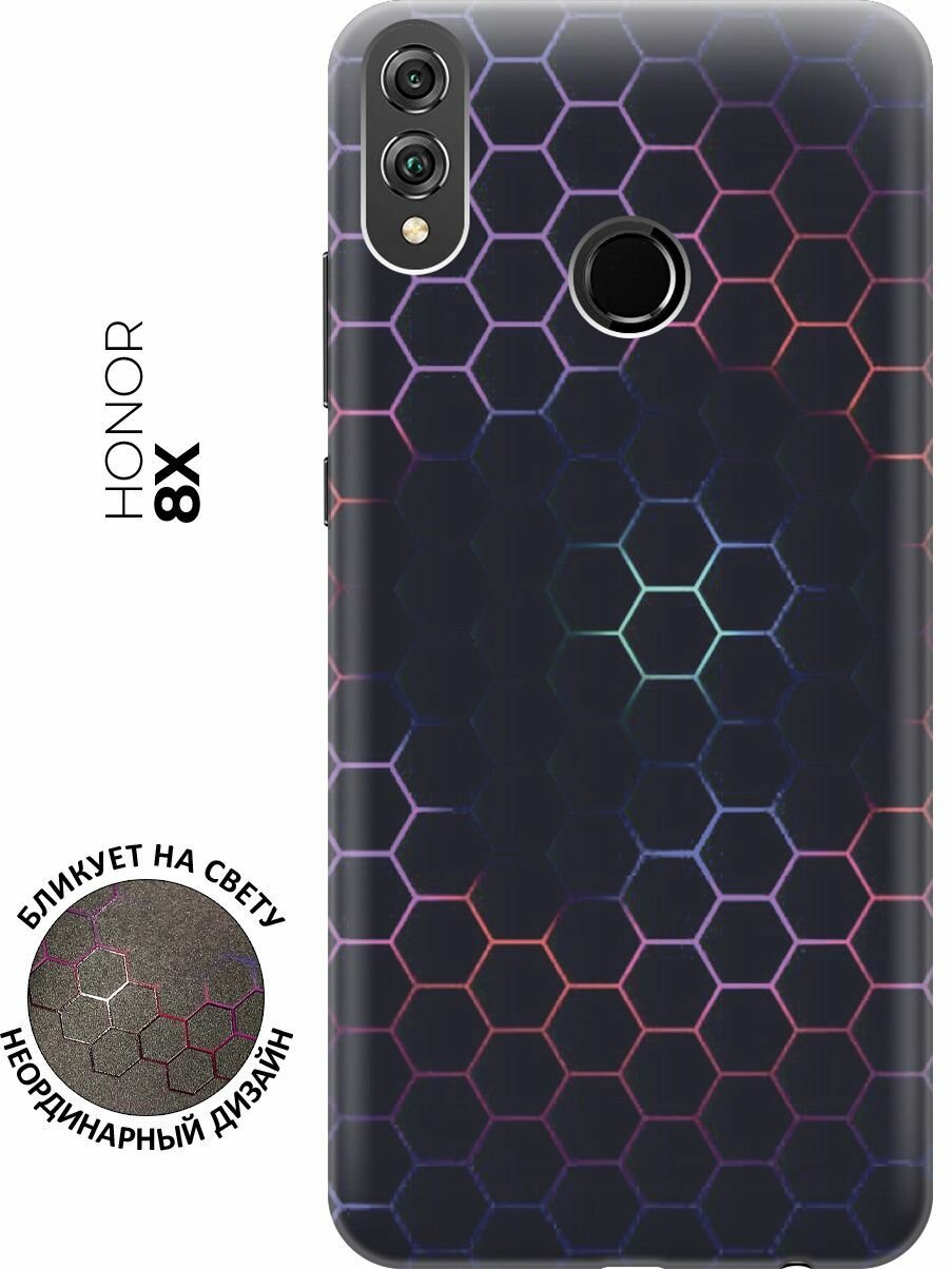 Силиконовый чехол Светящиеся соты на Honor 8X / Хонор 8Х с эффектом блика