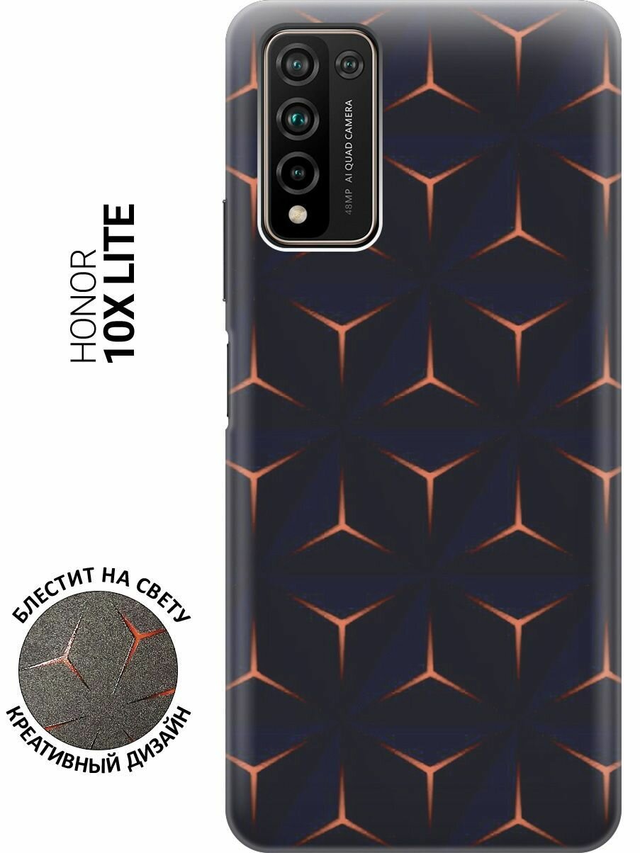 Силиконовый чехол на Honor 10x Lite, Хонор 10Х Лайт с эффектом блеска "Темные пирамиды"