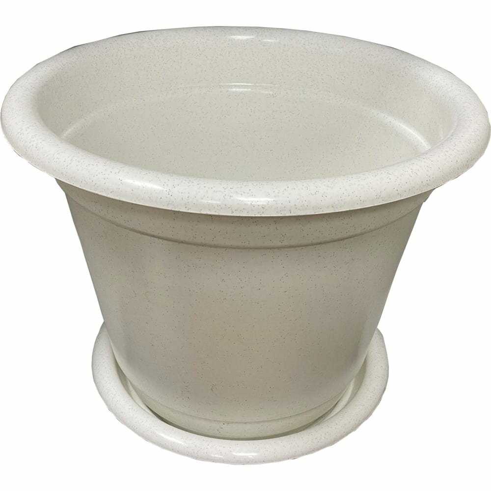 Кашпо с поддоном Осколпласт 460 мм, мраморное, 36 л 460-08, использования на улице