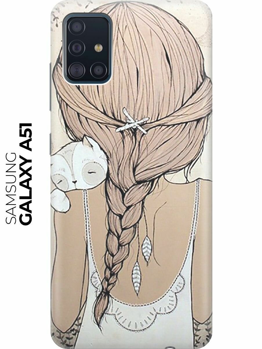 Чехол - накладка ArtColor для Samsung Galaxy A51 с принтом "Девочка в обнимку с котом"