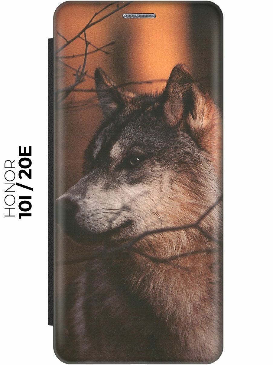 Чехол-книжка Красивый волк на Honor 10i / 20e / Хонор 10 ай / 20е черный