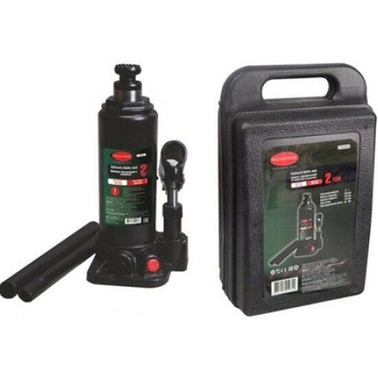 Домкрат гидравлический бутылочный 2 тонны Rock Force RF-T90204S с клапаном, в кейсе