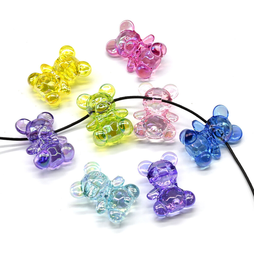 Акриловые бусины в виде Мишек 17*23мм цв. ассорти, 9шт .