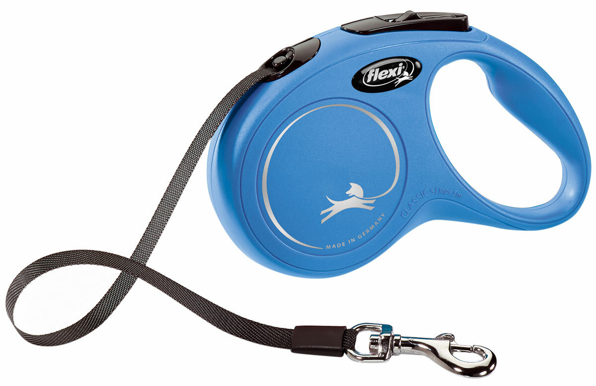 FLEXI NEW CLASSIC TAPE ременной поводок-рулетка для животных, 5 м, размер S, синий (1 шт)