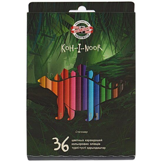 Карандаши цветные Koh-i-noor Динозавр заточенные 36 цв. 36 шт, 3595036007KSRU