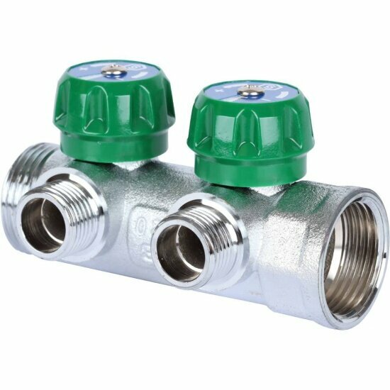Коллектор Stout регулирующий SMB-6849-011202 1", 2 отвода 1/2" плоское уплотнение
