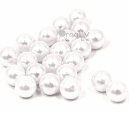 Бусины полуматовые, белый 16 мм, 500 грамм