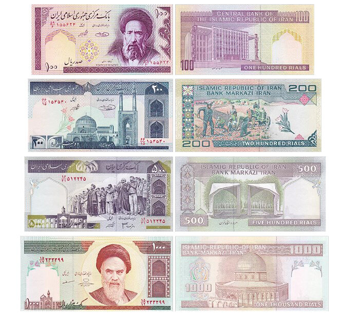 Комплект банкнот Ирана, состояние UNC (без обращения), 1982-1992 г. в.