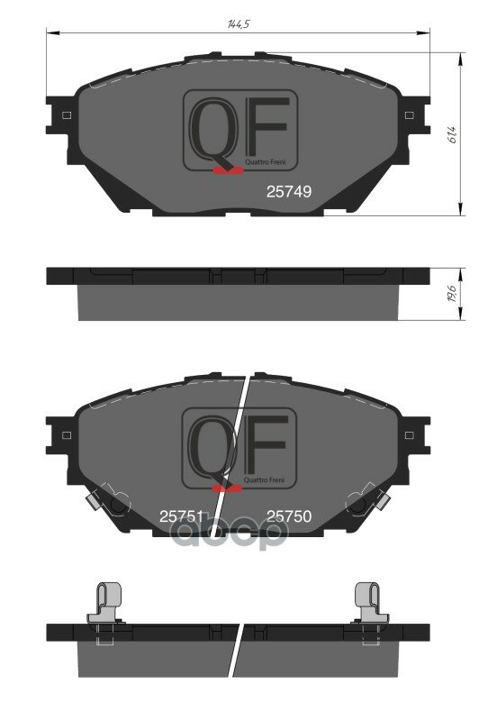 Колодки тормозные дисковые к-т с мех. индикатором износа MITSUBISHI FUSO CANTER QUATTRO FRENI арт. qf510202