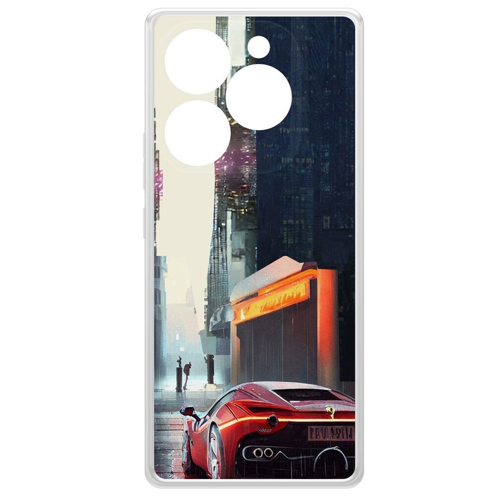 Чехол-накладка Krutoff Clear Case Сити для ITEL S23+, с рисунком, термопластичный полиуретан (TPU)