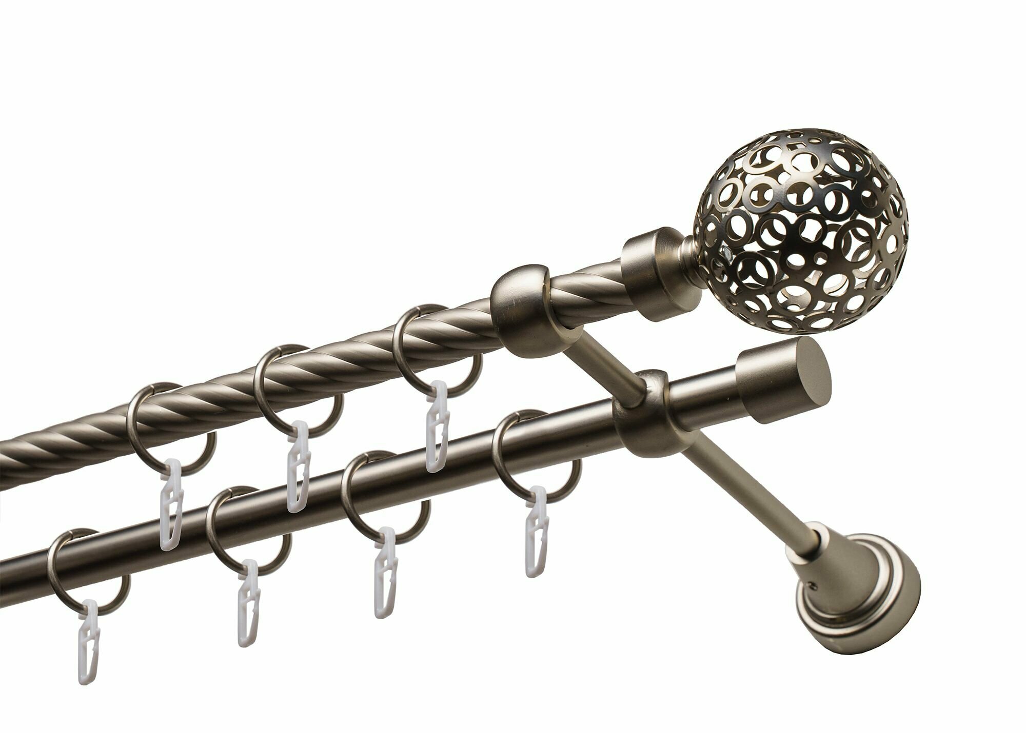 Карниз для штор 2,4 метра AICITY метеор твист 22 хром матовый