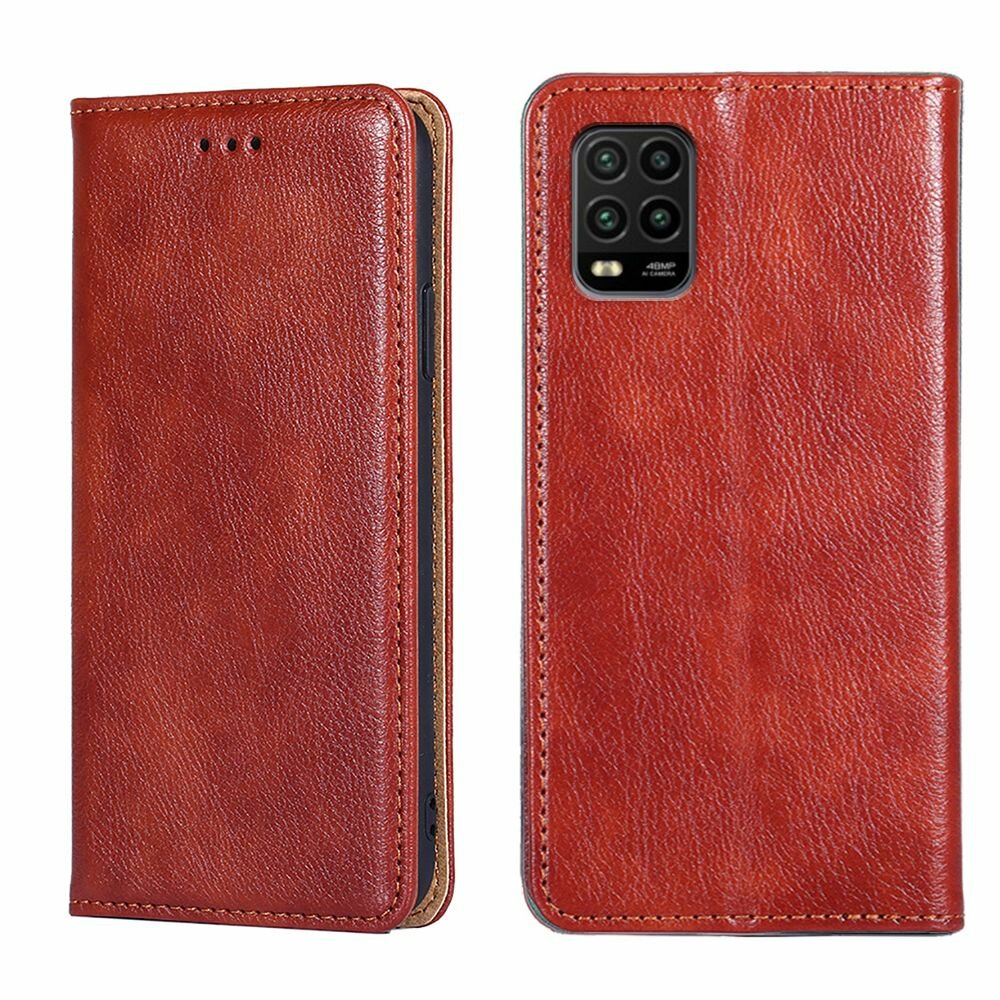 Чехол-книжка MyPads для Xiaomi Mi 10 Lite / 10 Youth 5G / Сяоми Ми 10 Лайт (коричневый)