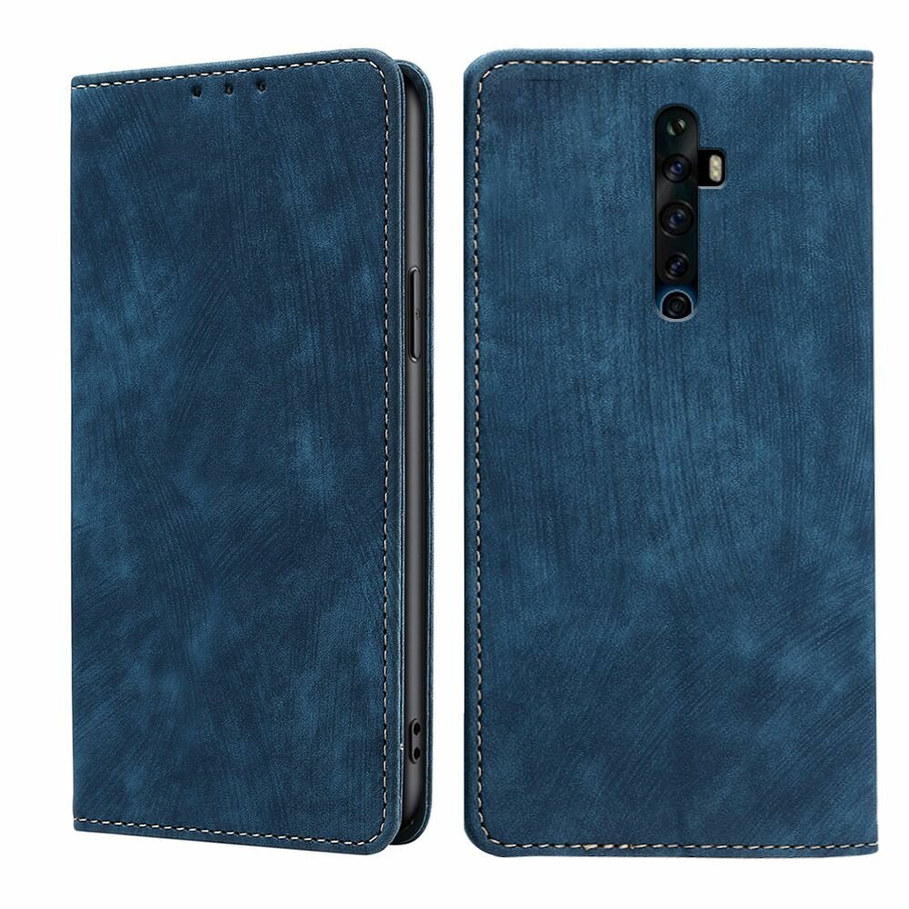 Чехол-книжка MyPads для Oppo Reno2 Z / Оппо Рено 2Z мягкое прикосновение (синий)