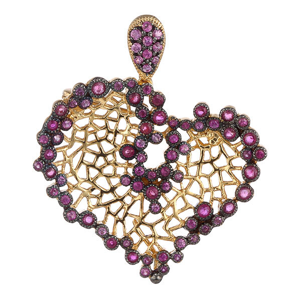 Брошь, серебро, 925 проба, сапфир