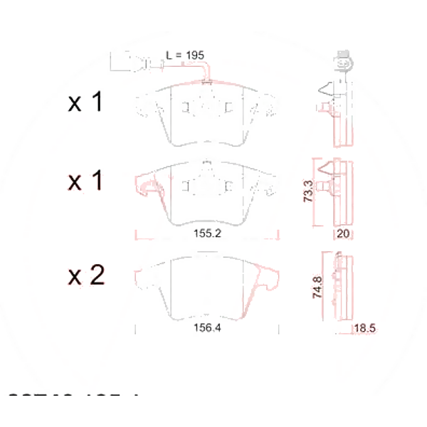 ZIMMERMANN 23746.185.1 (7H0698151) колодки дисковые перед. 155x73x18 \ VW t5 / Multivan (Мультивен) 2.0 / 3.2 / 1.9tdi /