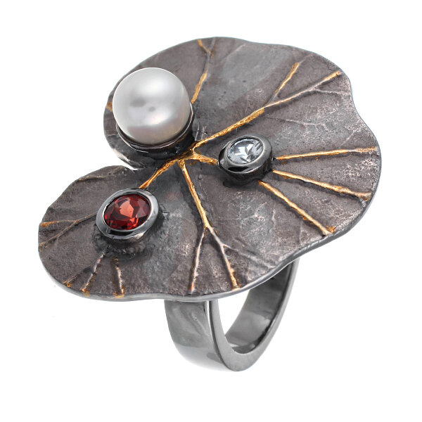 Кольцо, серебро, 925 проба, гранат