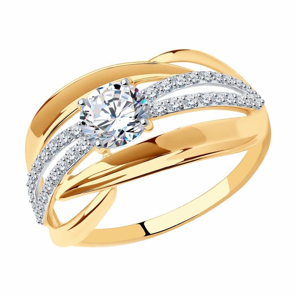 Кольцо, красное золото, 375 проба, фианит