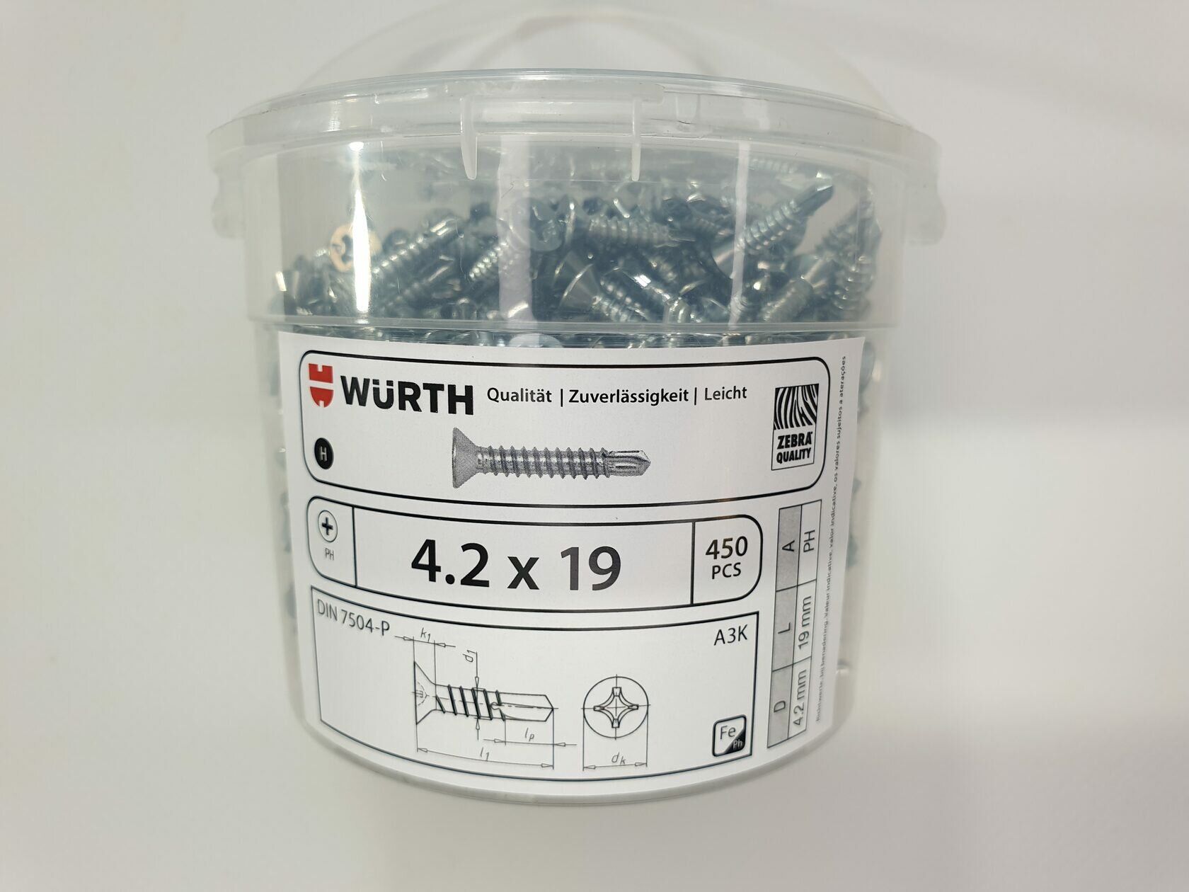 Саморез по металлу DIN 7504-P 4.2x19 (450 pcs) WURTH, Германия