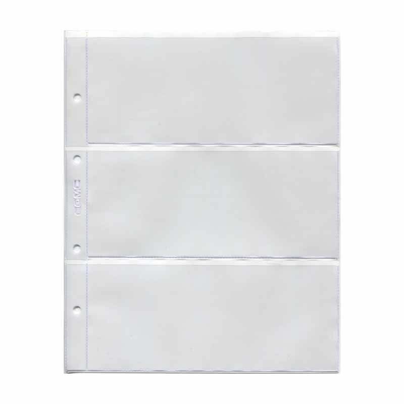 Комплект листов на белой основе двусторонний для бон и марок на 6 ячеек по три ячейки с каждой стороны. Формат 'OPTIMA' (5 шт.). Сомс