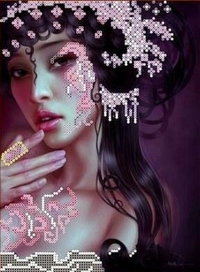 Набор для вышивания Каролинка #КБЛ 4003 Девушка с тату, Вышивка бисером, 19 х 25.5 см