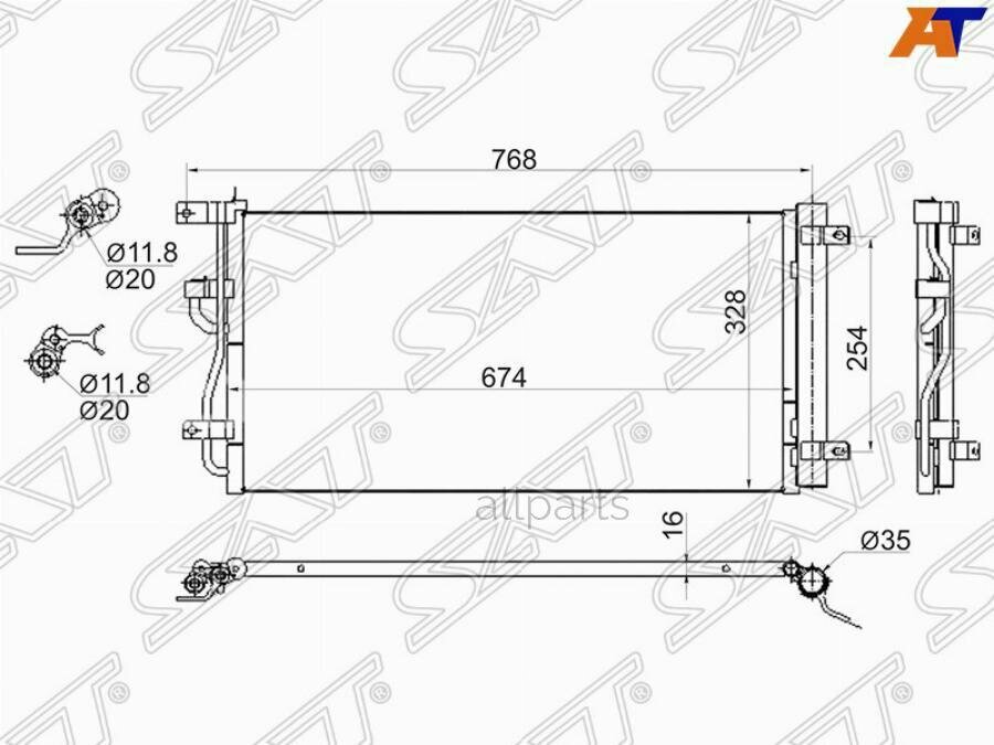 SAT ST-CH06-394-A0 Радиатор кондиционера Chevrolet Captiva 06-15 / Opel Antara 06-15