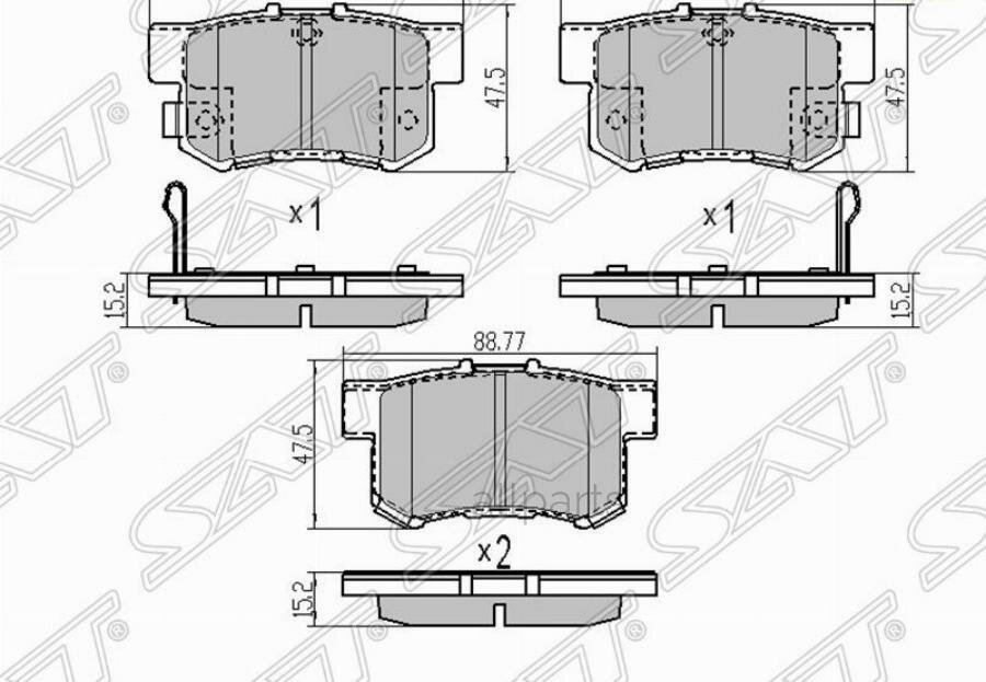SAT ST-43022-SG0-010 Колодки тормозные (Сзади) Honda Accord 91-16 / Civic 95-12