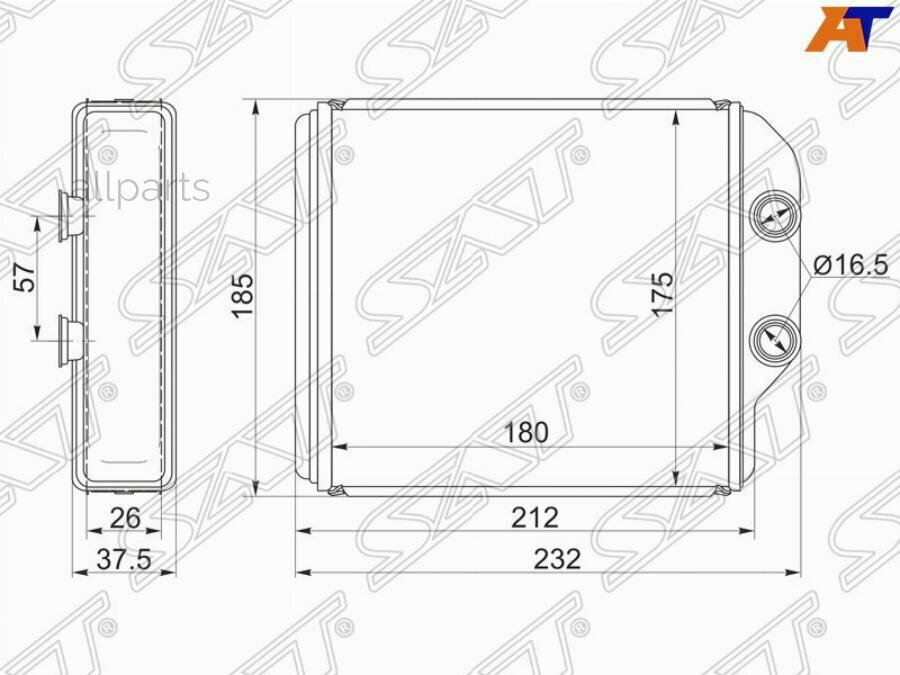 SAT ST-TY45-395-A0 Радиатор отопителя салона Toyota Avensis (T220) 97-03 / Caldina 92-02