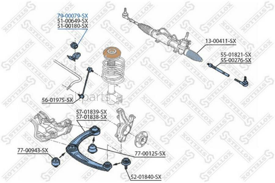 STELLOX 7900079SX втулка стабилизатора переднего центральная! d22\ Peugeot 307 1.4-2.0/1.4HDi/2.0HDi 01>