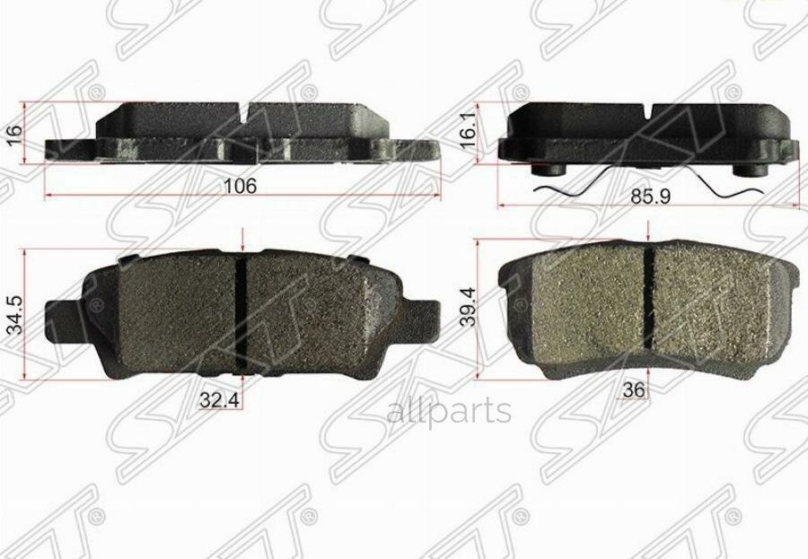 SAT ST-4605A479 Колодки тормозные (Сзади) Mitsubishi Lancer 02-17 / Outlander 02-12