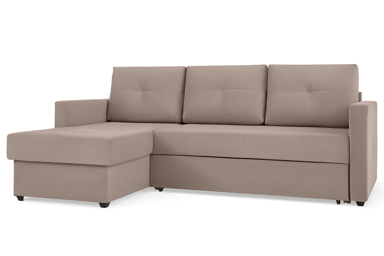 Угловой диван-кровать Hoff Престон, велюр, 225х86х154, универсальный угол, цвет коричневый