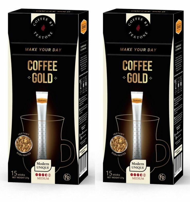 Teatone Кофейный напиток Gold в стиках, 15 шт x 1,8 г, 2 уп