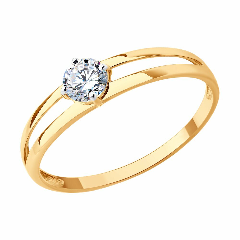 Кольцо, красное золото, 585 проба, фианит