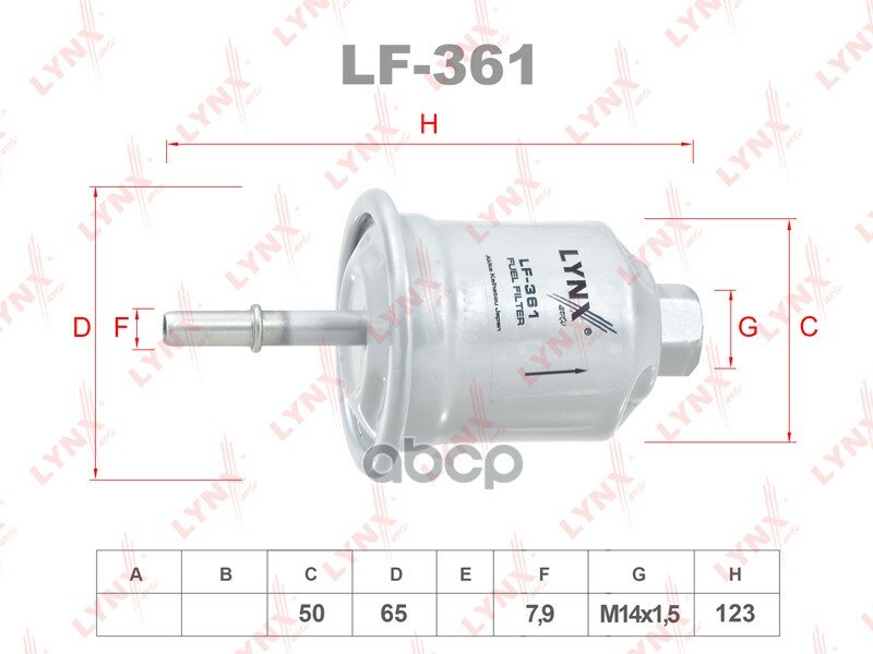 Фильтр топливный MITSUBISHI GALANT VIII 2.0-2.5 96-04 / L300 2.4 86-04 / Pajero II 3.0 91-99 / Pajer LYNXauto арт. lf-361