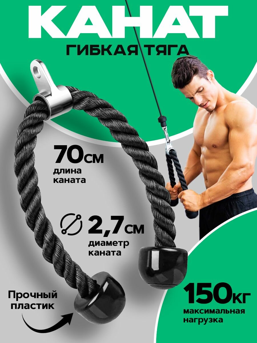 Гибкая тяга PANTHER ENERGY, для трицепсов, складная, противоскользящие ручки, 70 сантиметров