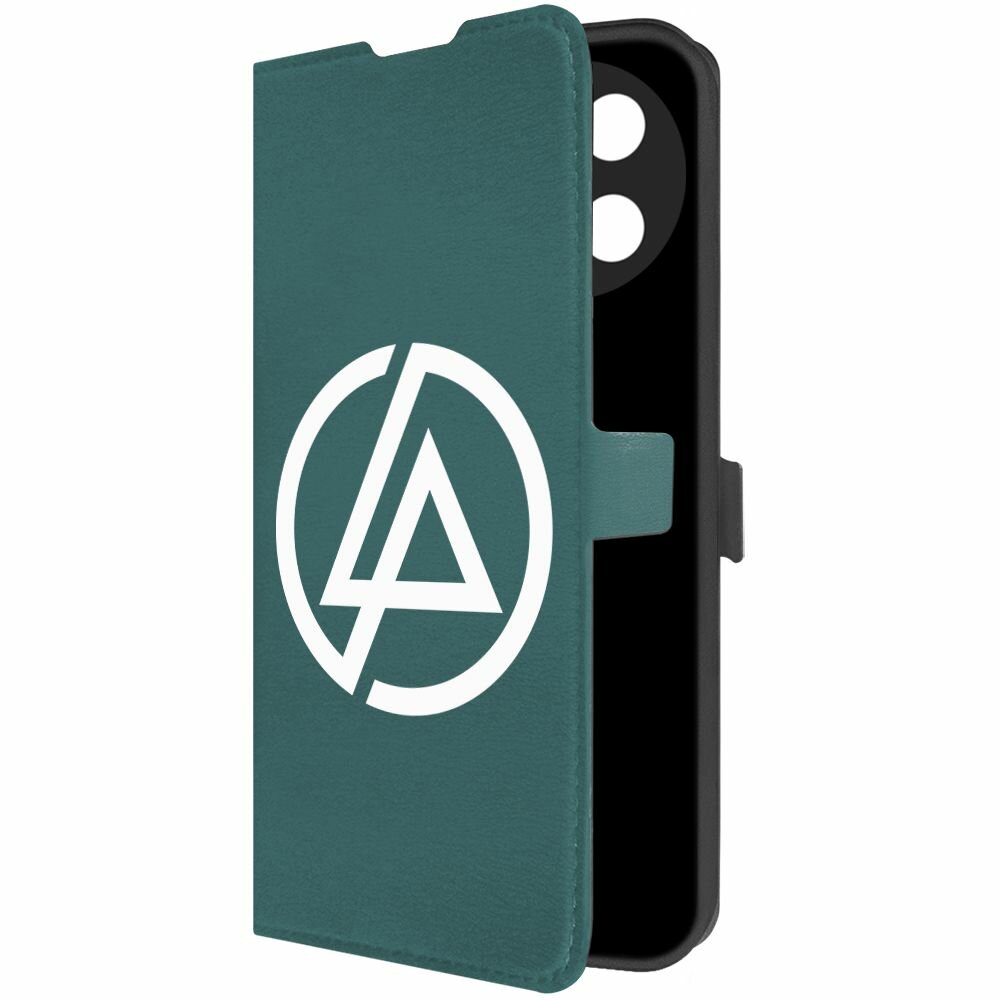 Чехол-книжка Krutoff Eco Book для Realme 11 4G Linkin Park (Линкин Парк) (зелёный опал)