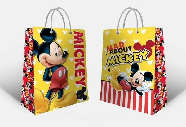Пакет Mickey Mouse, желтый с паттерном, подарочный большой, 330*455*100 мм