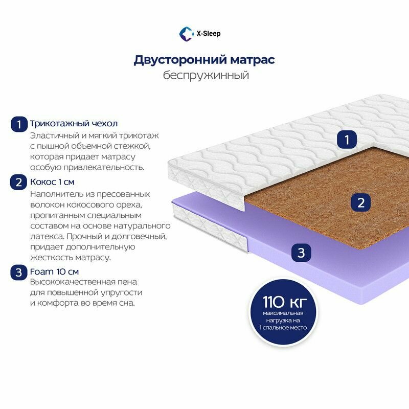 Матрас X-Sleep Roll Robin 160х190, ортопедический, беспружинный, разная жесткость сторон — фото 1