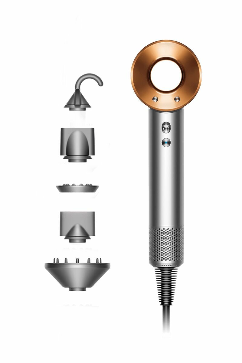 Фен Dyson Supersonic HD08 Nickel / Cooper (Серый / Медный) , (Без кейса), Переходник в подарок