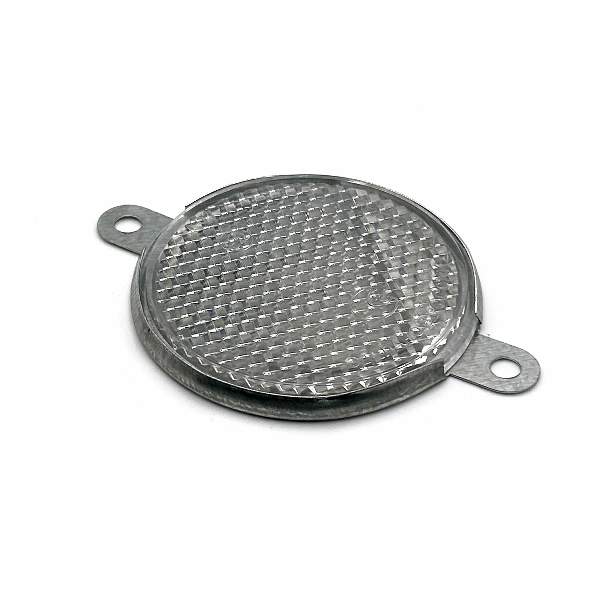 Световозвращатель (катафот) круглый белый под 2 болта для всех а/м и для прицепов - 1шт, арт. ФП315