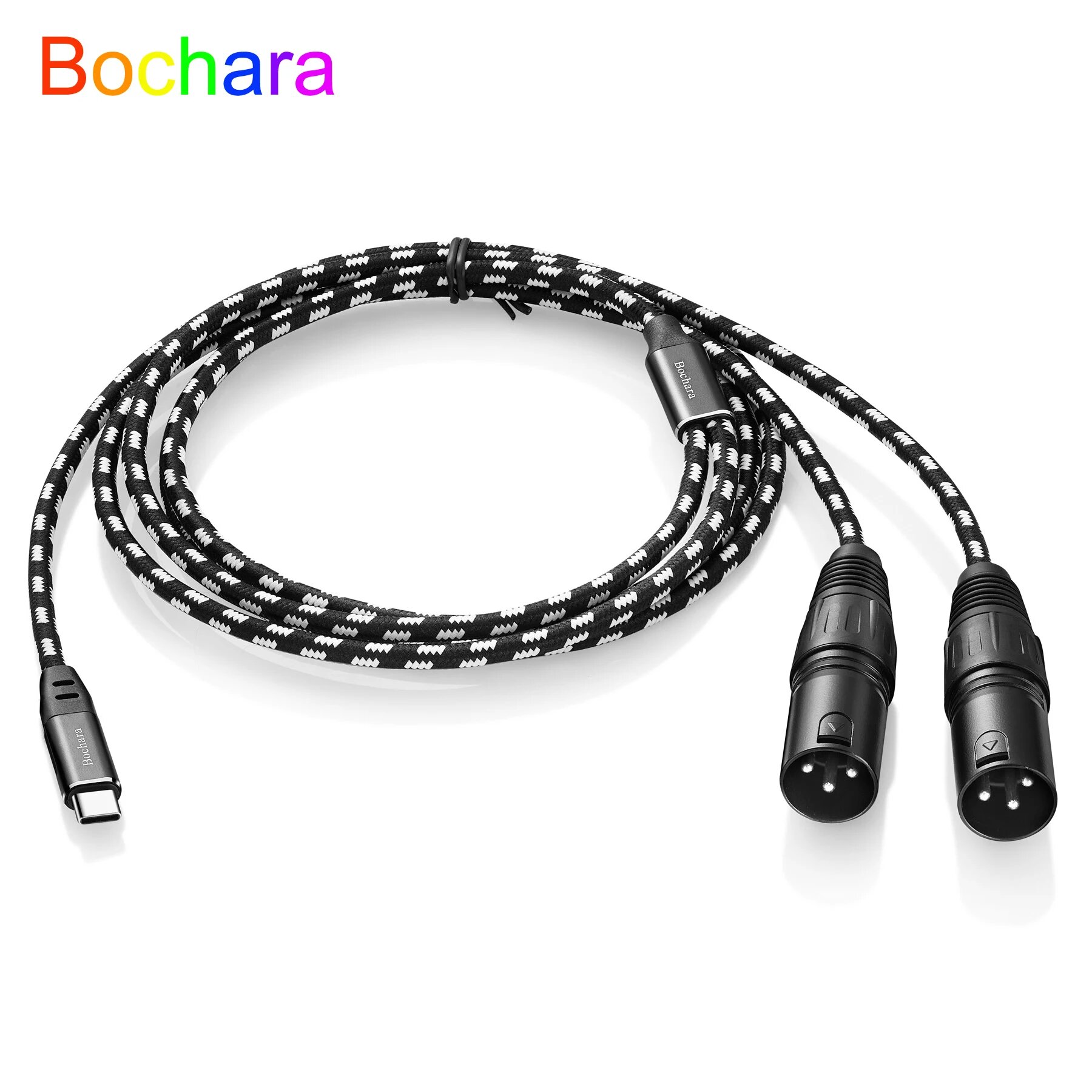 Bochara аудиокабель USB Type C - 2 XLR черный