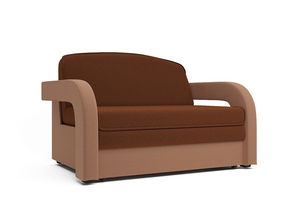 Прямой диван Кармен 2 Коричнево-Бежевый Рогожка, выкатной, 140х80х95 см, с ящиком для белья