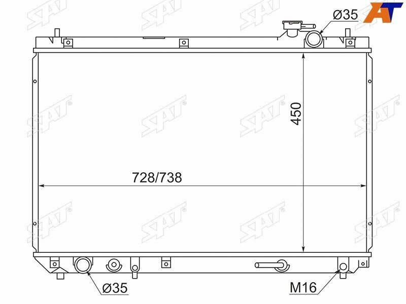 . SAT Радиатор охлаждения двигателя для Toyota Harrier (XU10) 97-03 , Lexus RX 97-03 , Toyota Highlander 00-07 , Kluger V 00-07