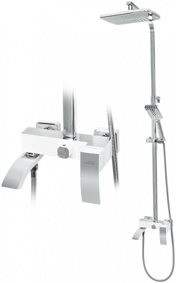 Душевая система Hansberge CUBITO H5077W1, латунь, цвет белый хром