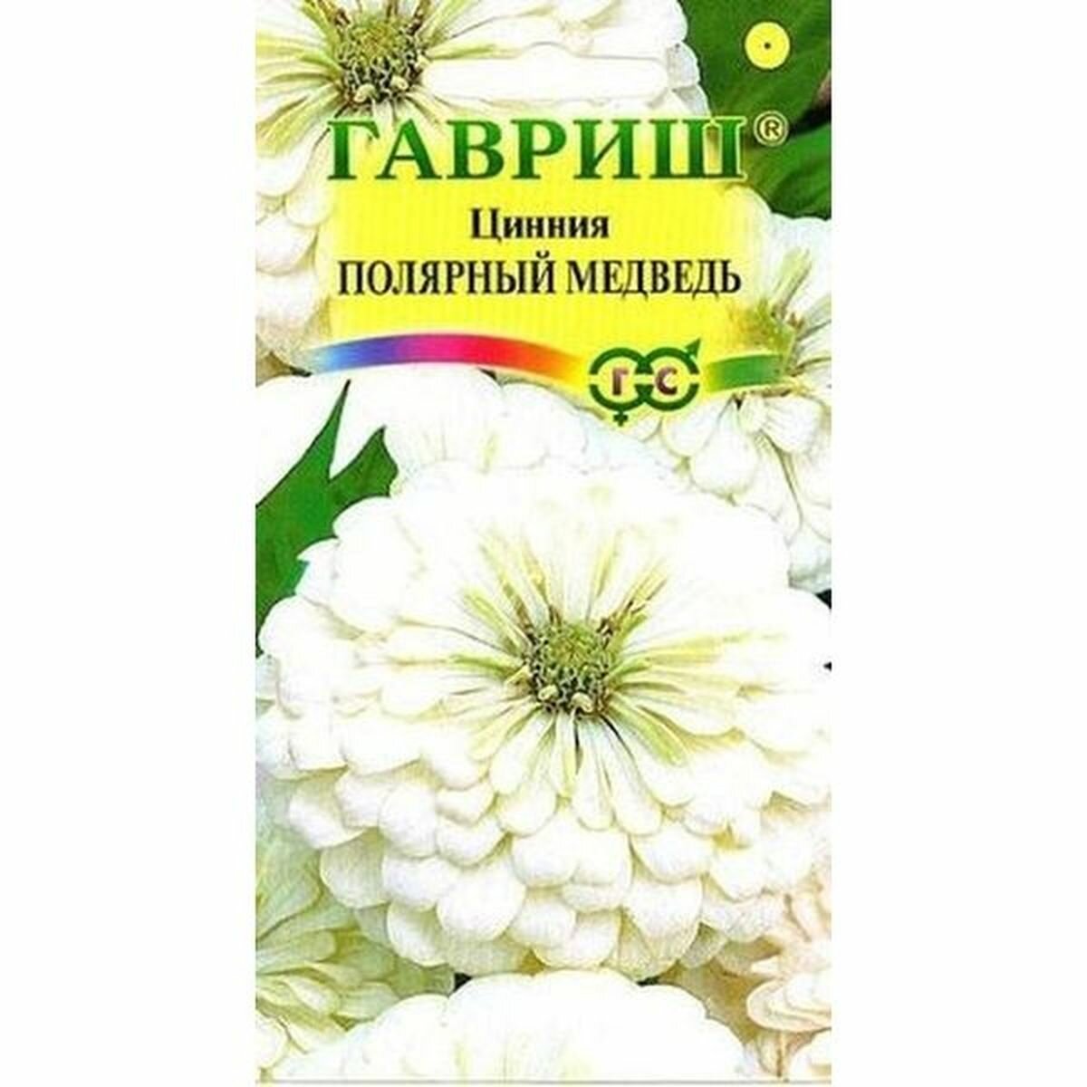 Семена Цинния Полярный медведь изящная, однолетник, Гавриш, 1 пачка - 0.3г семян