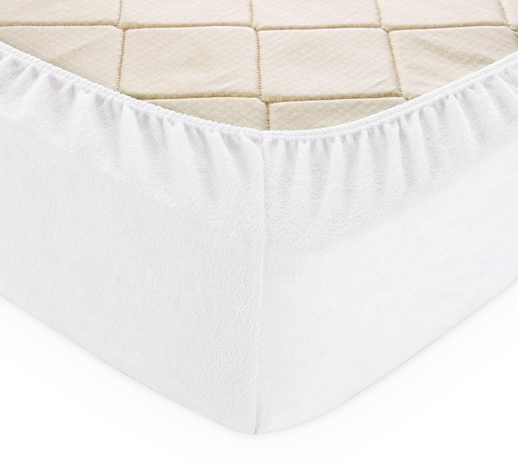 Простыня Махровая на Резинке (Белый) 120х200х30