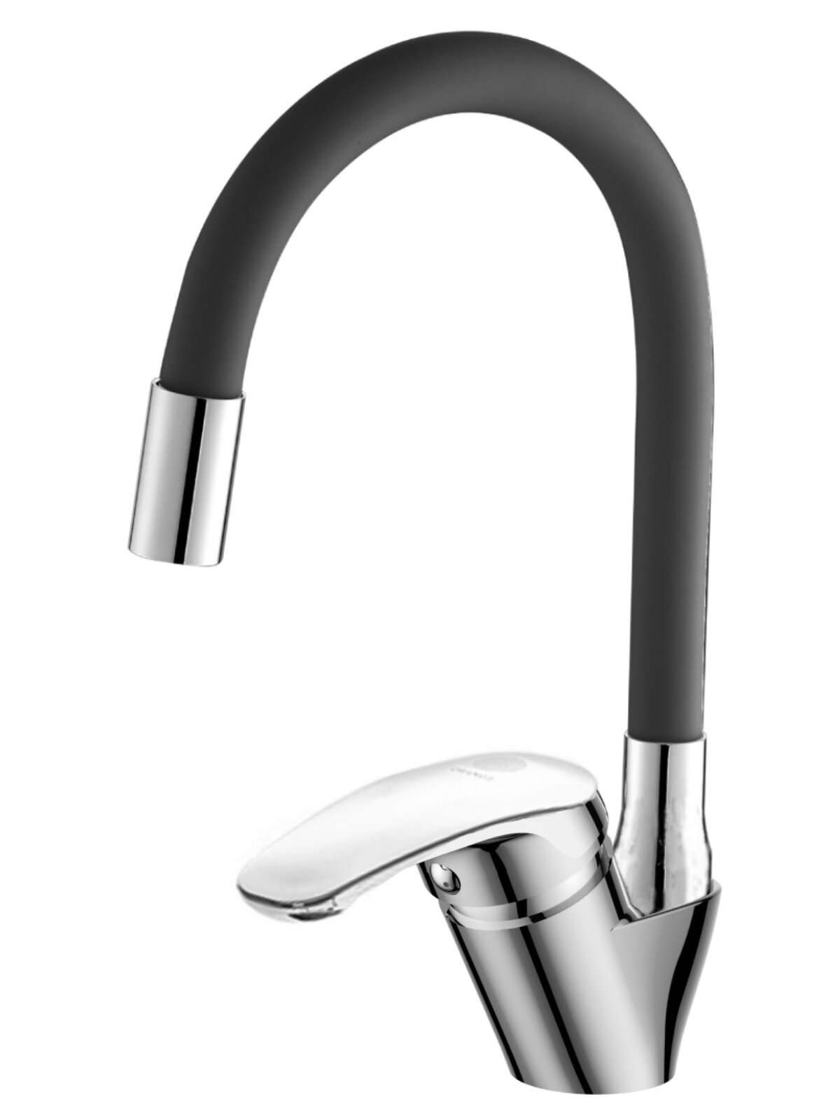 Смеситель OneLife P11-007cr для кухни полимерный с гибким изливом, хром/черный