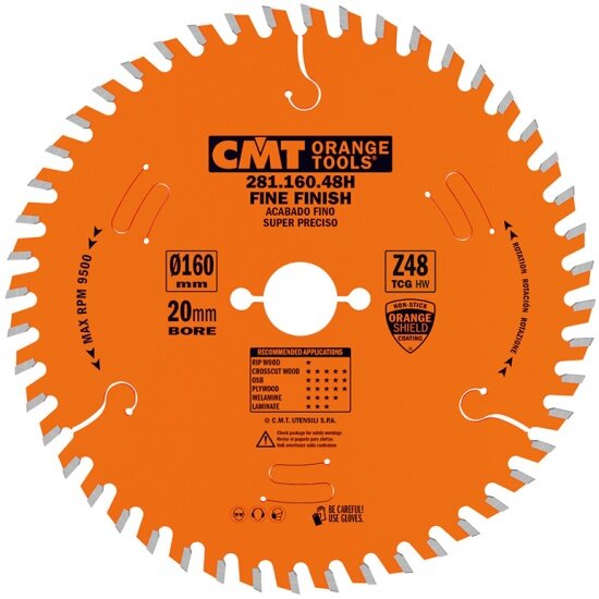 Диск пильный Cmt 281.160.48H, 160X20X2,2/1,6 10° TCG Z=48
